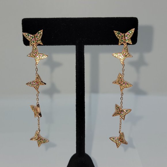 Jewelry | Italian 24kgold Plate Sterling Silver Swarovski Crystals Butterflies | Poshmark